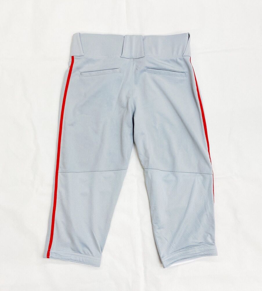 Nike Team Baseball Game 3/4 Pant Red Piping Boy's Medium Grey Knicker ...