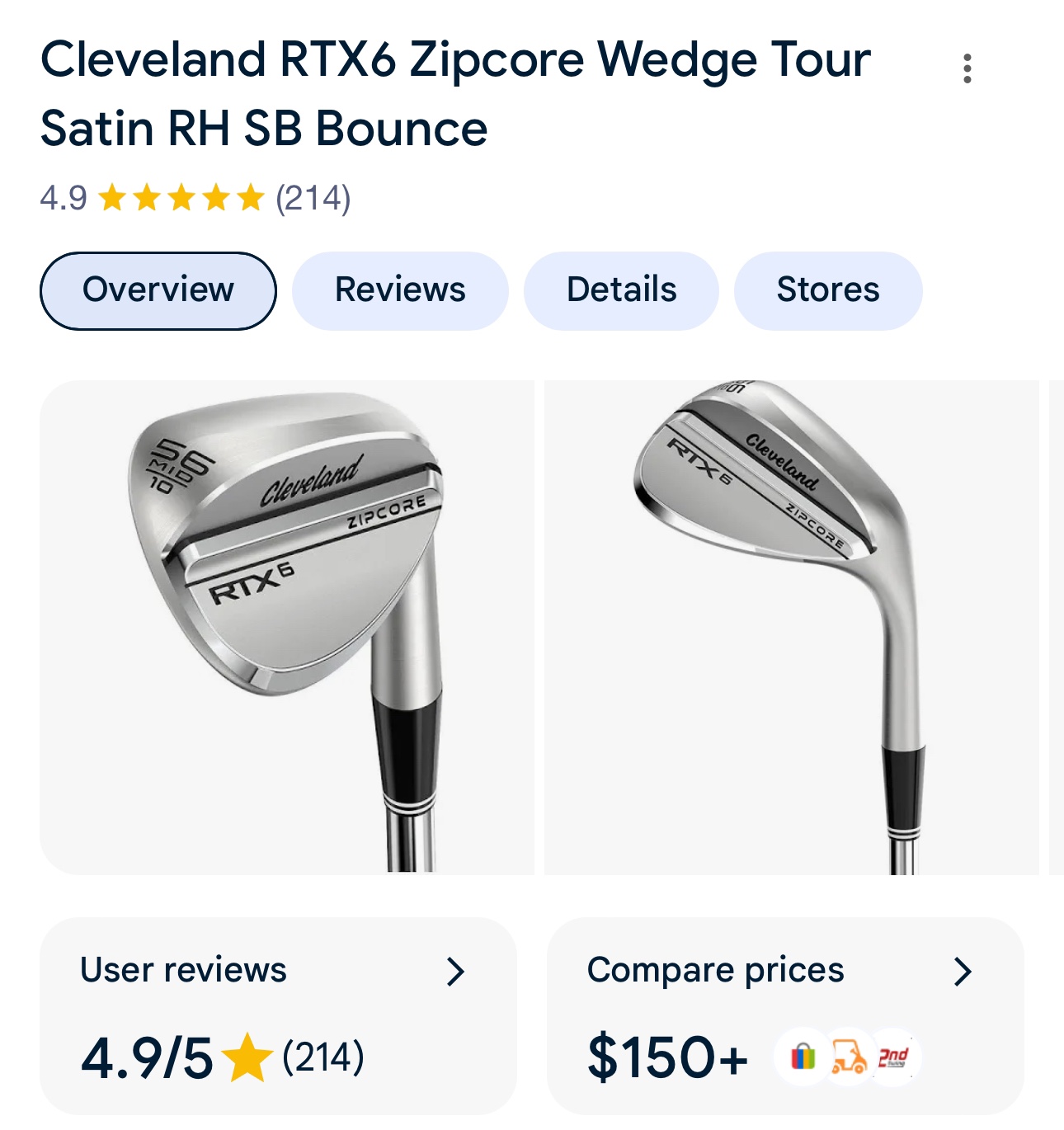 Cleveland RTX 6 ZipCore Tour Satin MID - 10° Bounce - 50° Pitching ...
