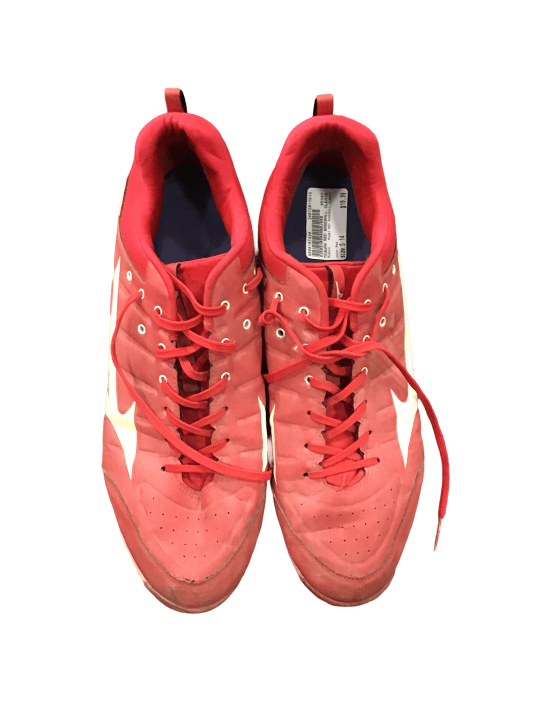 Used Mizuno Red Baseball Cleats Senior 14 Baseball And Softball Cleats ...