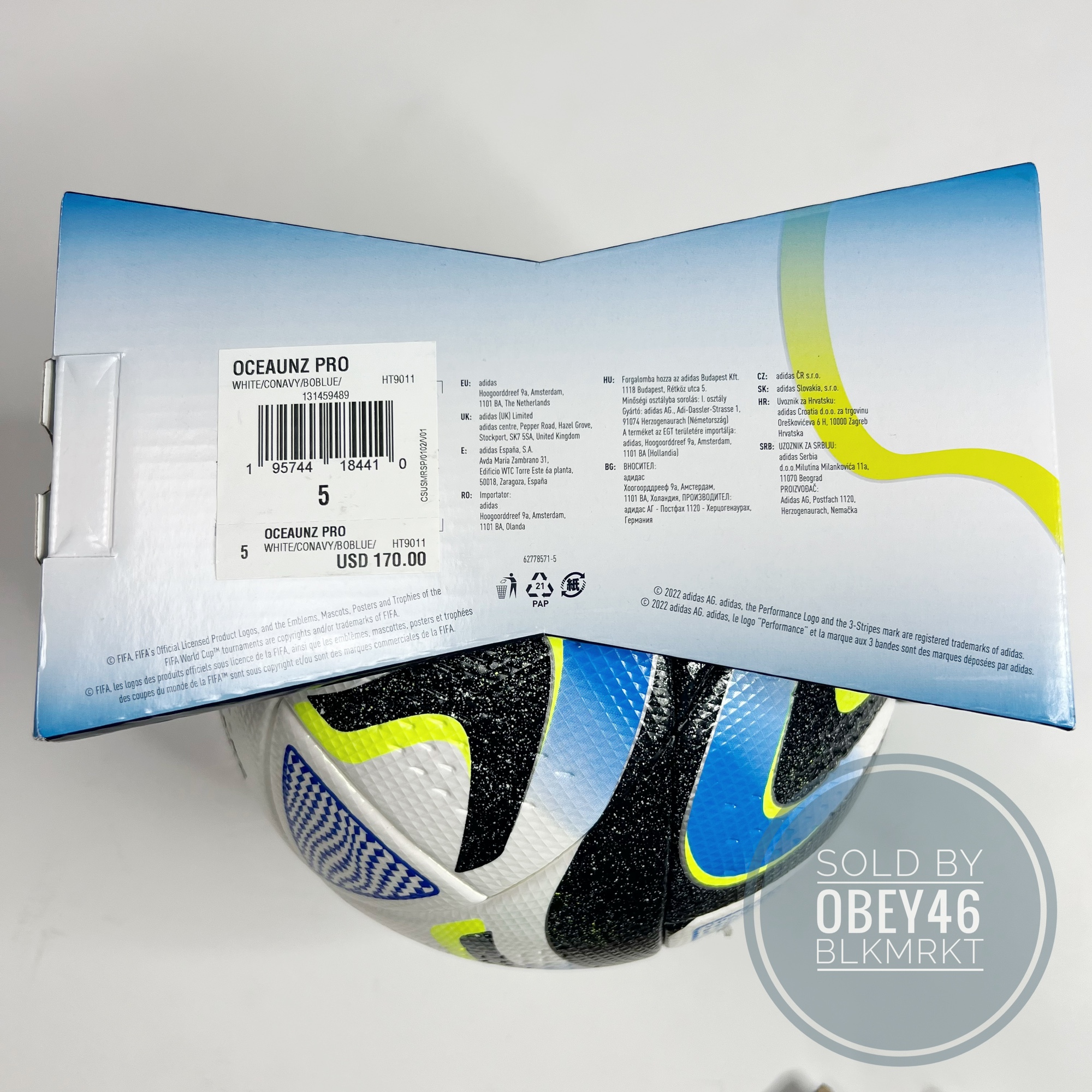 Adidas FIFA World Cup OCEAUNZ Pro Official Match Soccer Ball 5 ...