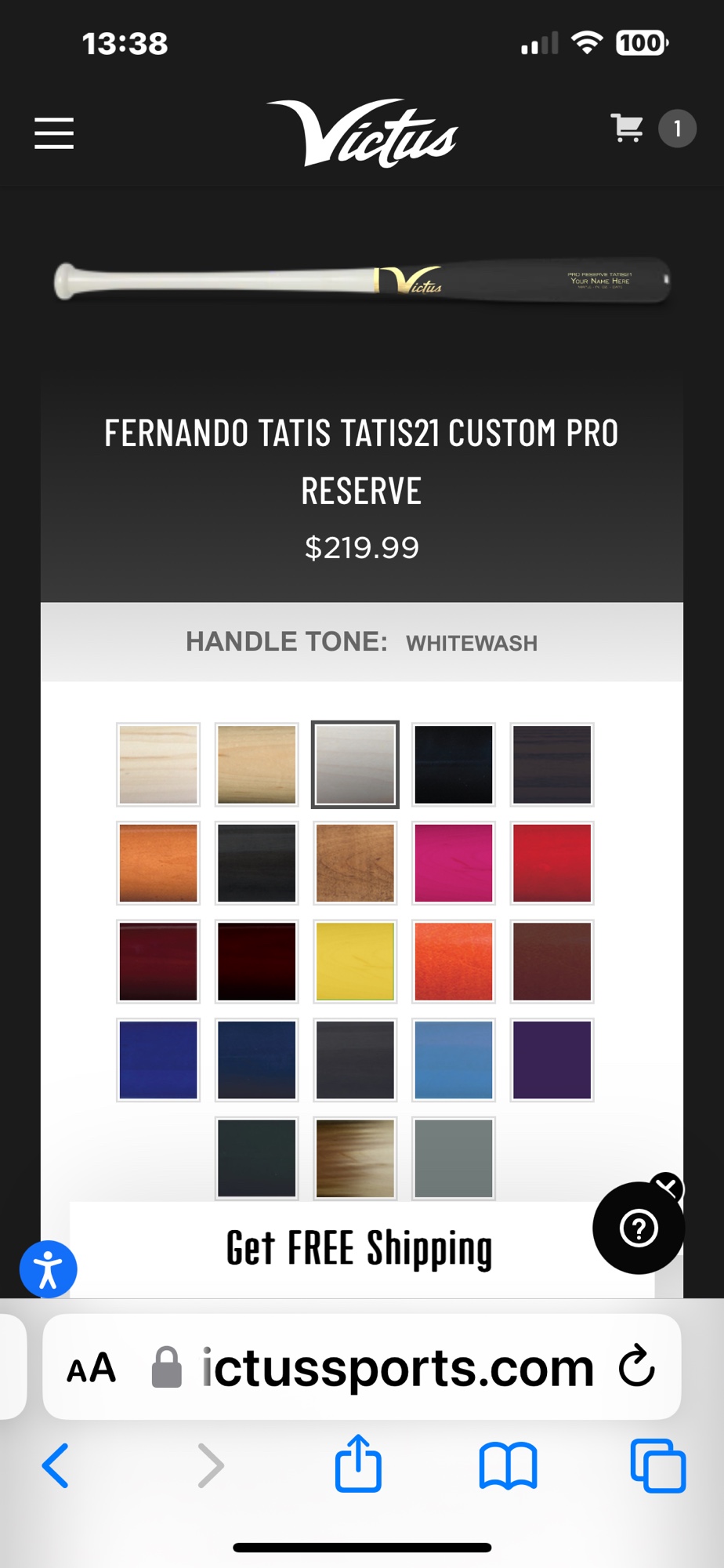 Used Victus BBCOR Certified Maple 33" Tatis Bat | SidelineSwap