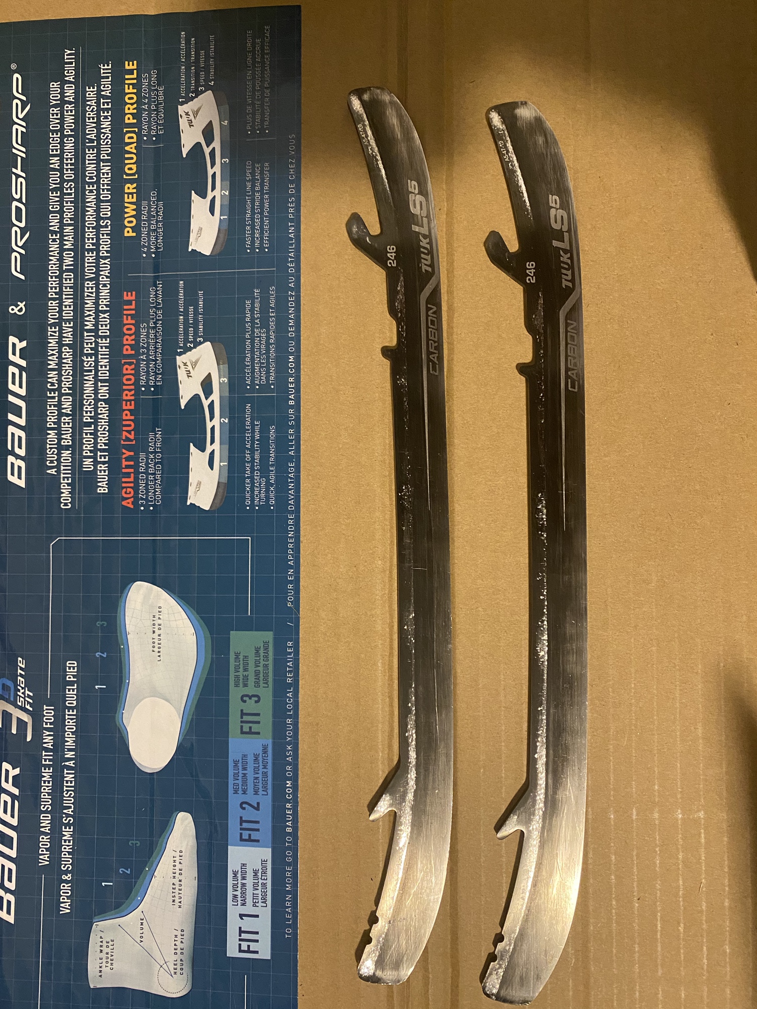 One Set of Bauer LS5 Carbon 246mm Skate Blades | SidelineSwap